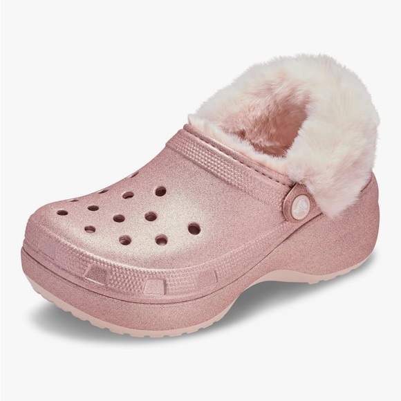 CROCS | Shoes | Crocs Women Classic Pink Glitter Platform Fur Lined ...